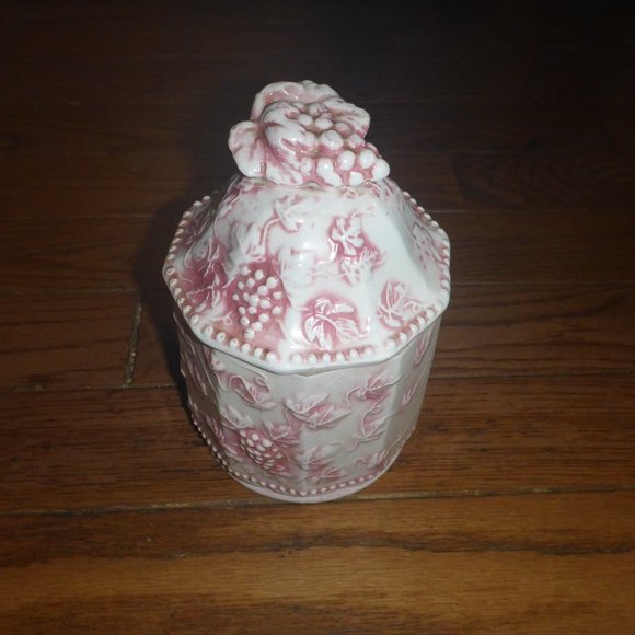 Vintage | Accents | Vintage Ceramic Jar W Lid Grapes Grape Leaves Motif ...